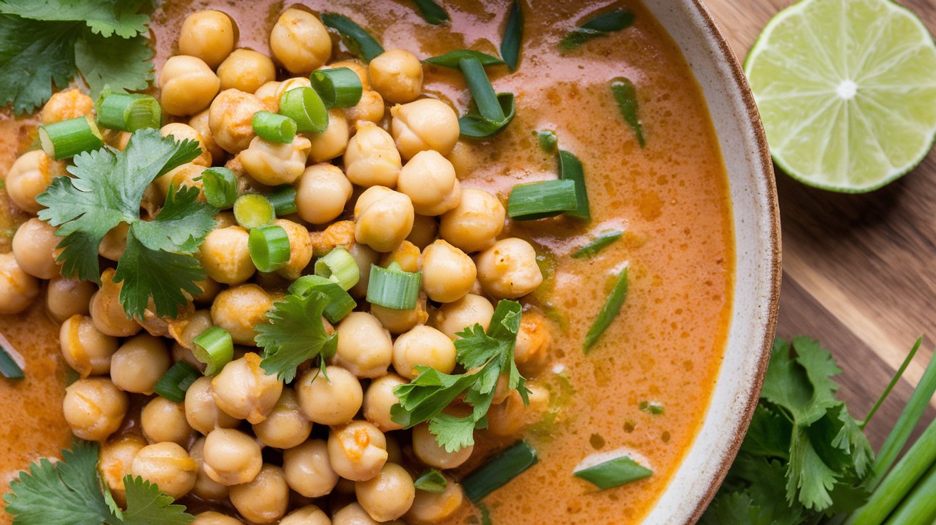 Slow Cooker Thai Coconut Curry Chickpeas - murielandmain.com